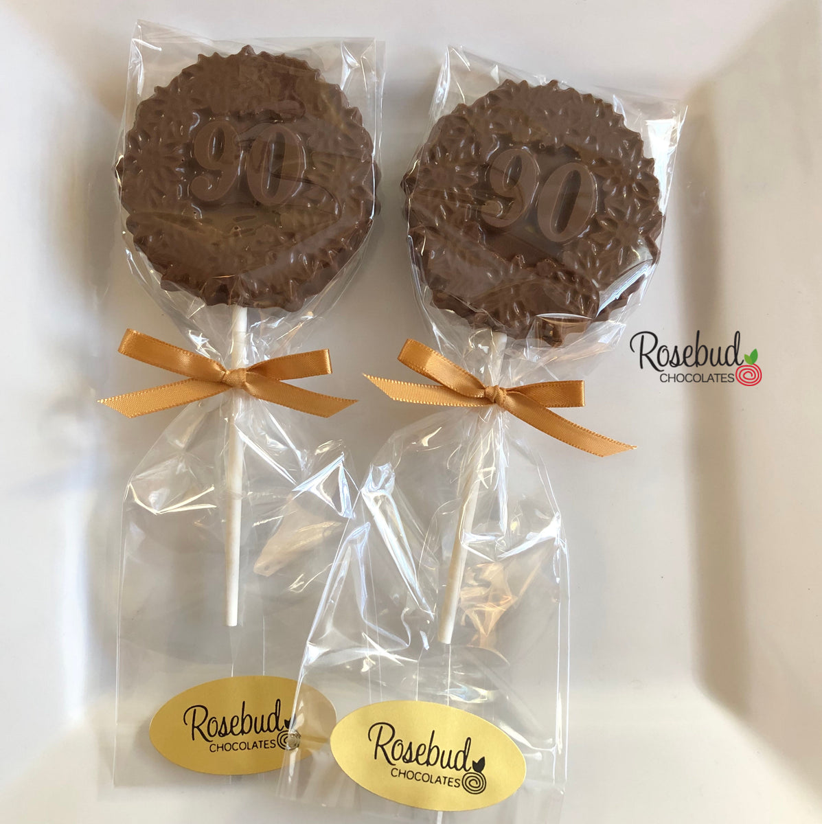 12 NUMBER NINETY #90 Chocolate Decorative Floral Lollipop Party Favors ...