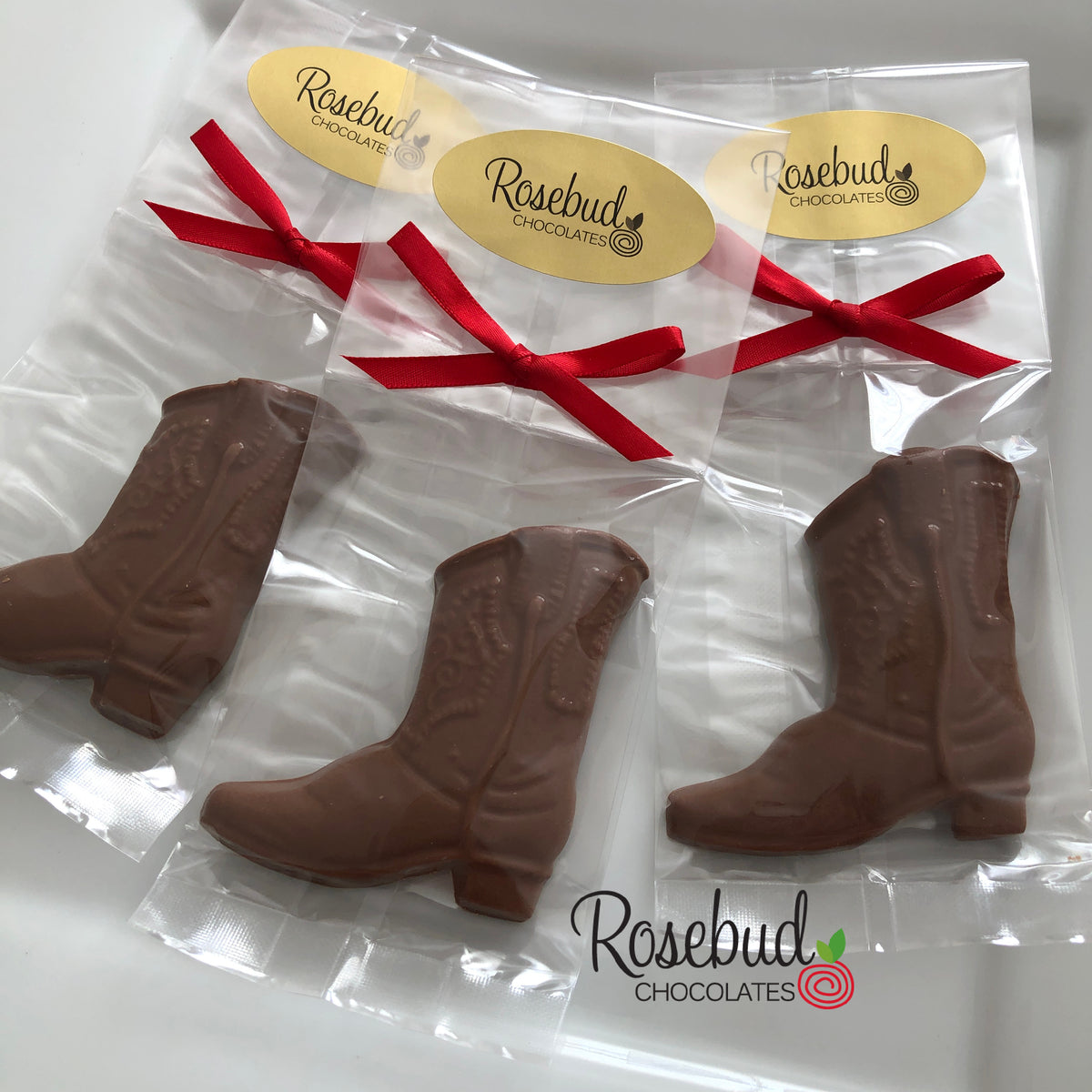 12 Cowboy BOOT Chocolate Candy Sports Party Favors – Rosebud Chocolates