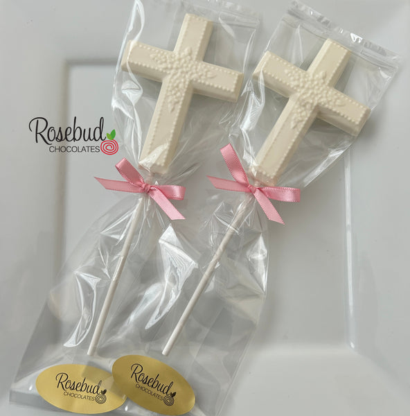 12 CROSS Large Floral Chocolate Lollipop Religious Candy Party Favors ...