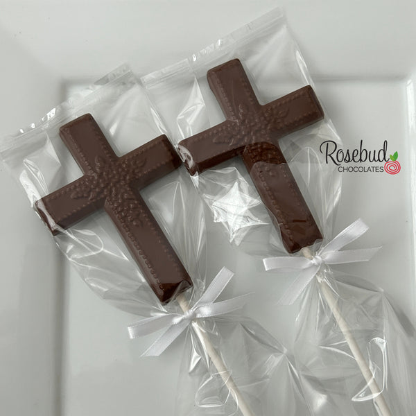 12 CROSS Large Floral Chocolate Lollipop Religious Candy Party Favors ...