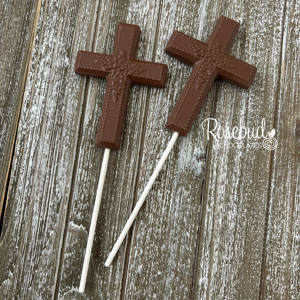 12 CROSS Large Floral Chocolate Lollipop Religious Candy Party Favors ...
