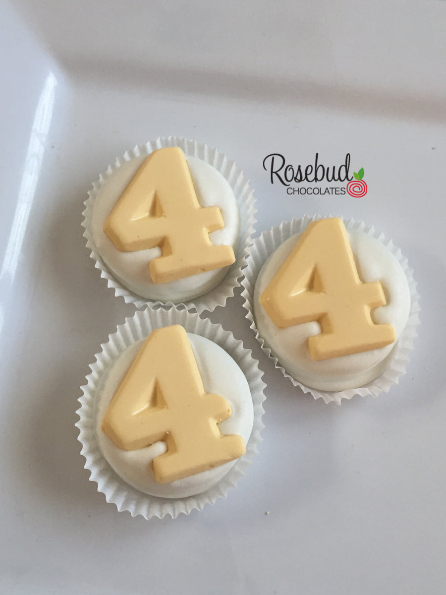 12 NUMBER FOUR #4 Chocolate Covered Oreo Cookie Candy Party Favors 4th ...