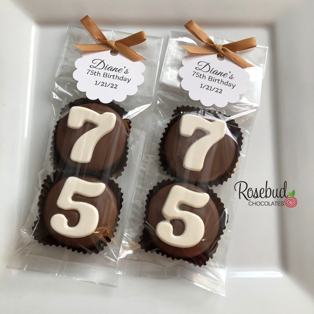 8 Sets #75 Chocolate Covered Oreo Cookies Personalized Tags 75th Birth ...