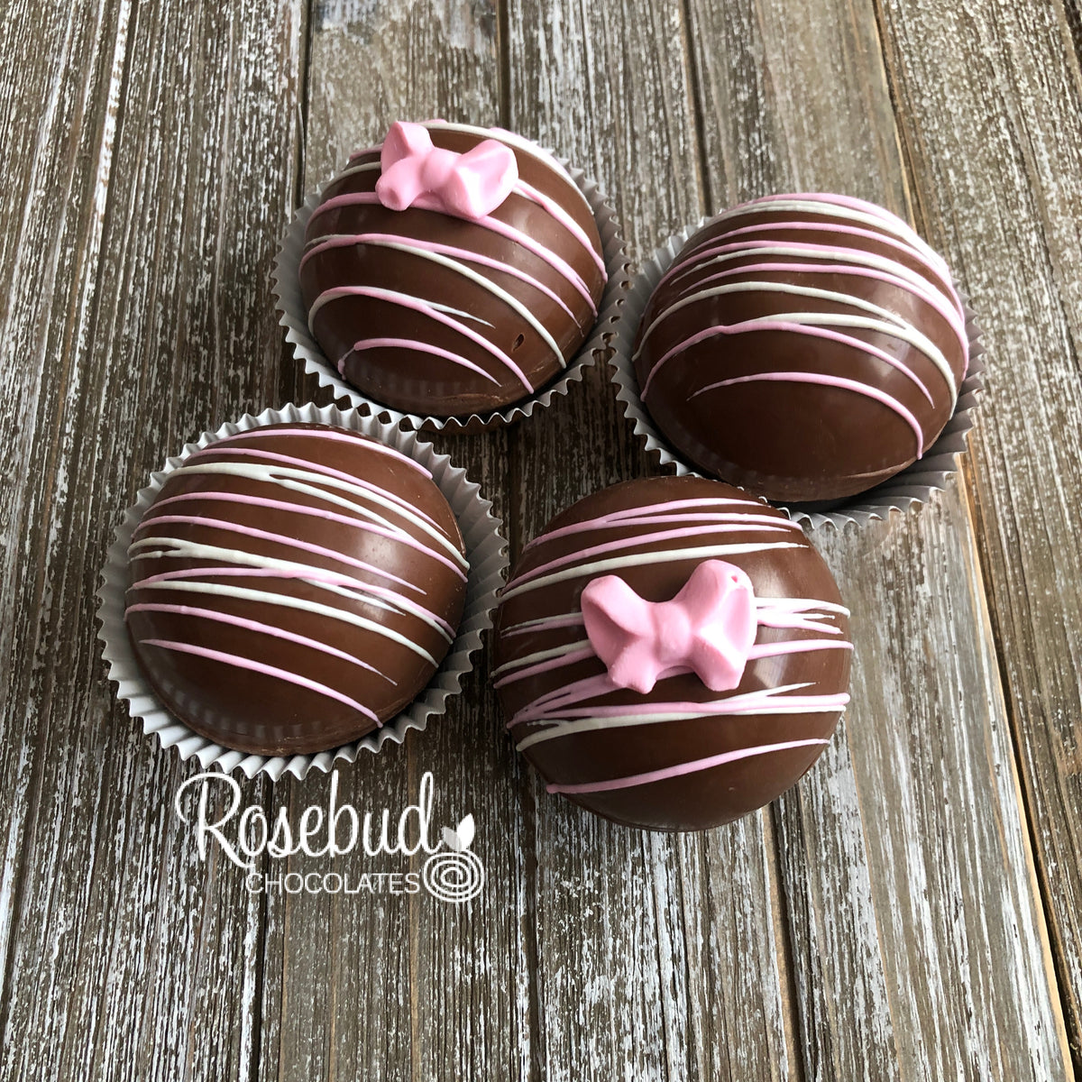 4 Pack HOT CHOCOLATE COCOA BOMBS Marshmallow BOWS Birthday Gift – Rosebud Chocolates