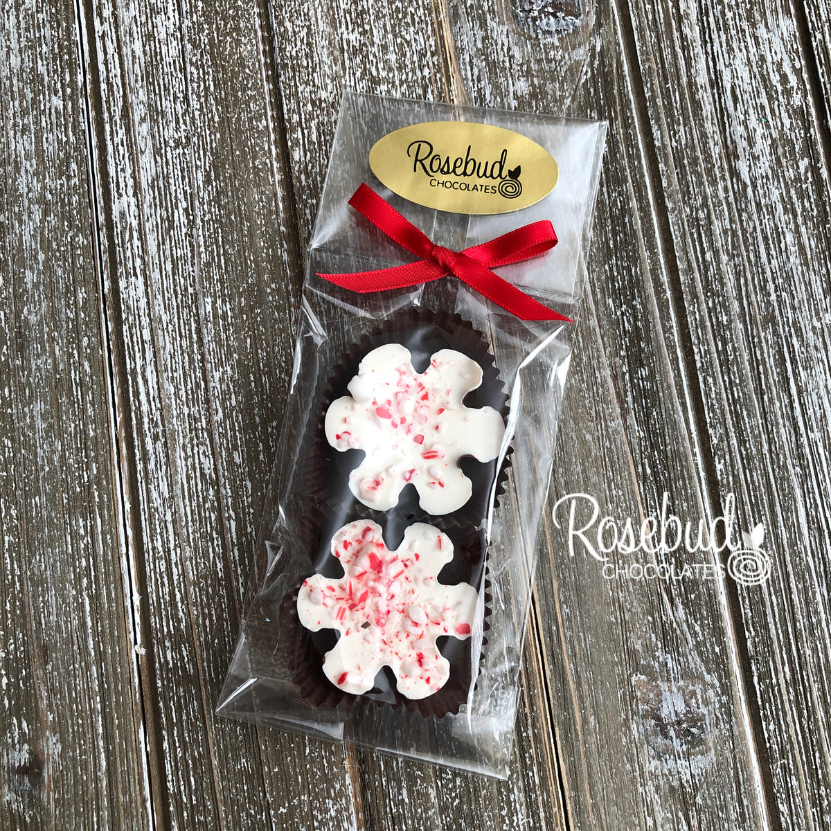 12 SNOWFLAKE Candy Cane Peppermint with Dark Chocolate Party Favors ...