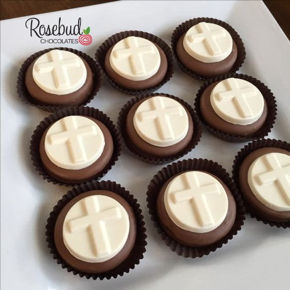 12 Round CROSS Chocolate Covered Oreo Cookie Religious Favors – Rosebud ...