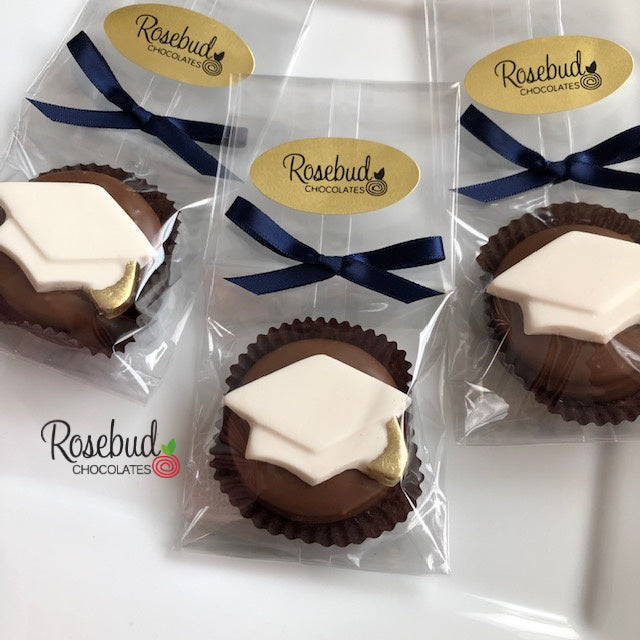 12 GRADUATION CAP with GOLD TASSEL Chocolate Covered Oreo Cookie Candy ...