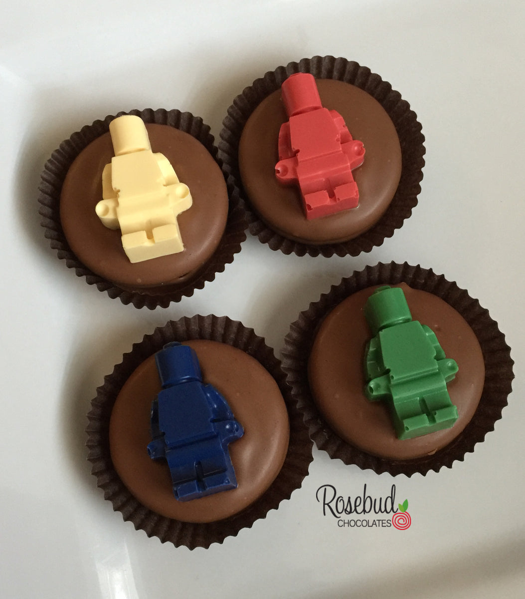 12 BUILDING BLOCK Man Chocolate Covered Oreo Cookie Candy Party Favors ...