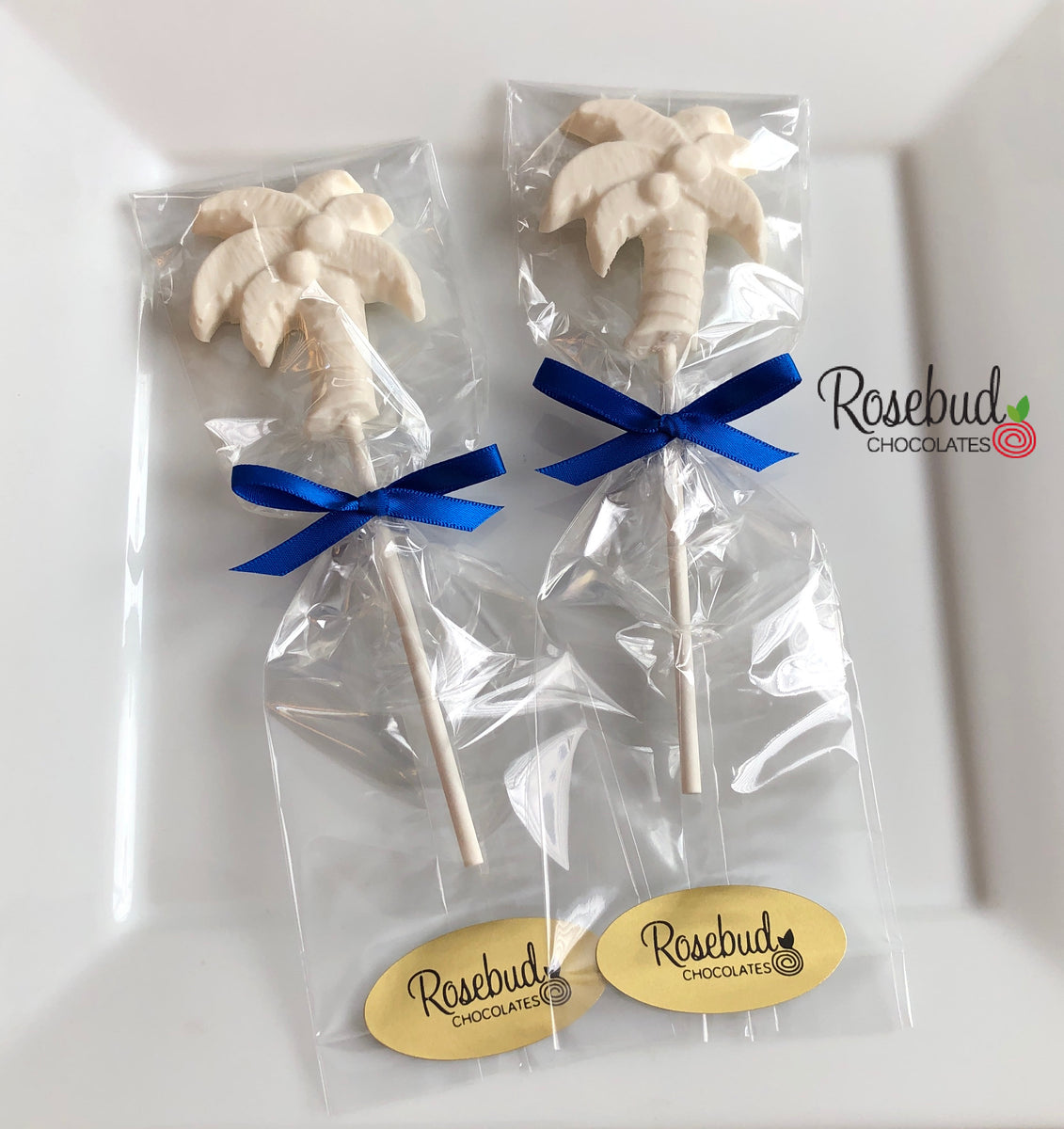 12 PALM TREE Chocolate Lollipops Candy Party Favors – Rosebud Chocolates