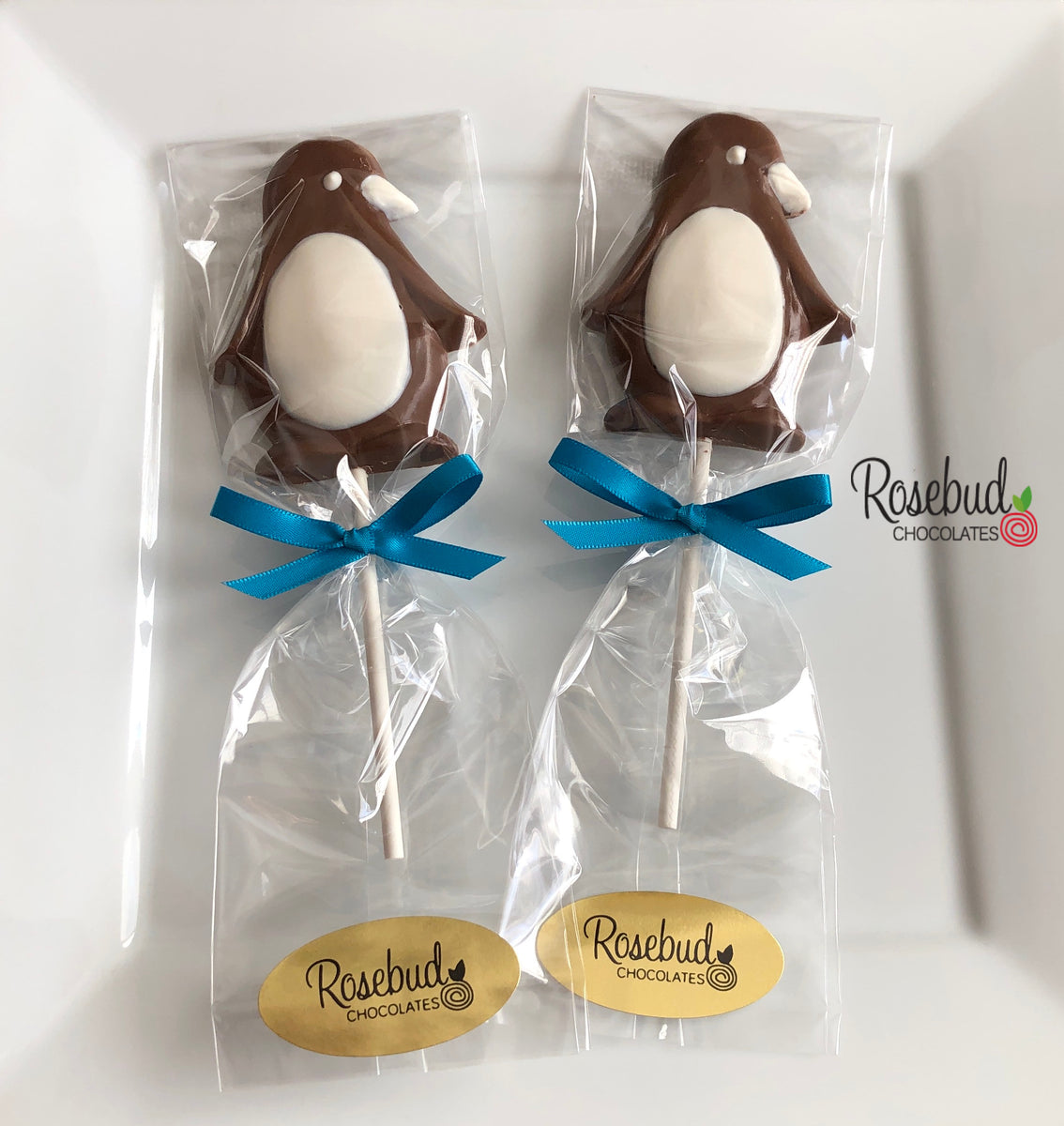 12 PENGUIN Large Chocolate Lollipops Candy Animal Party Favors ...