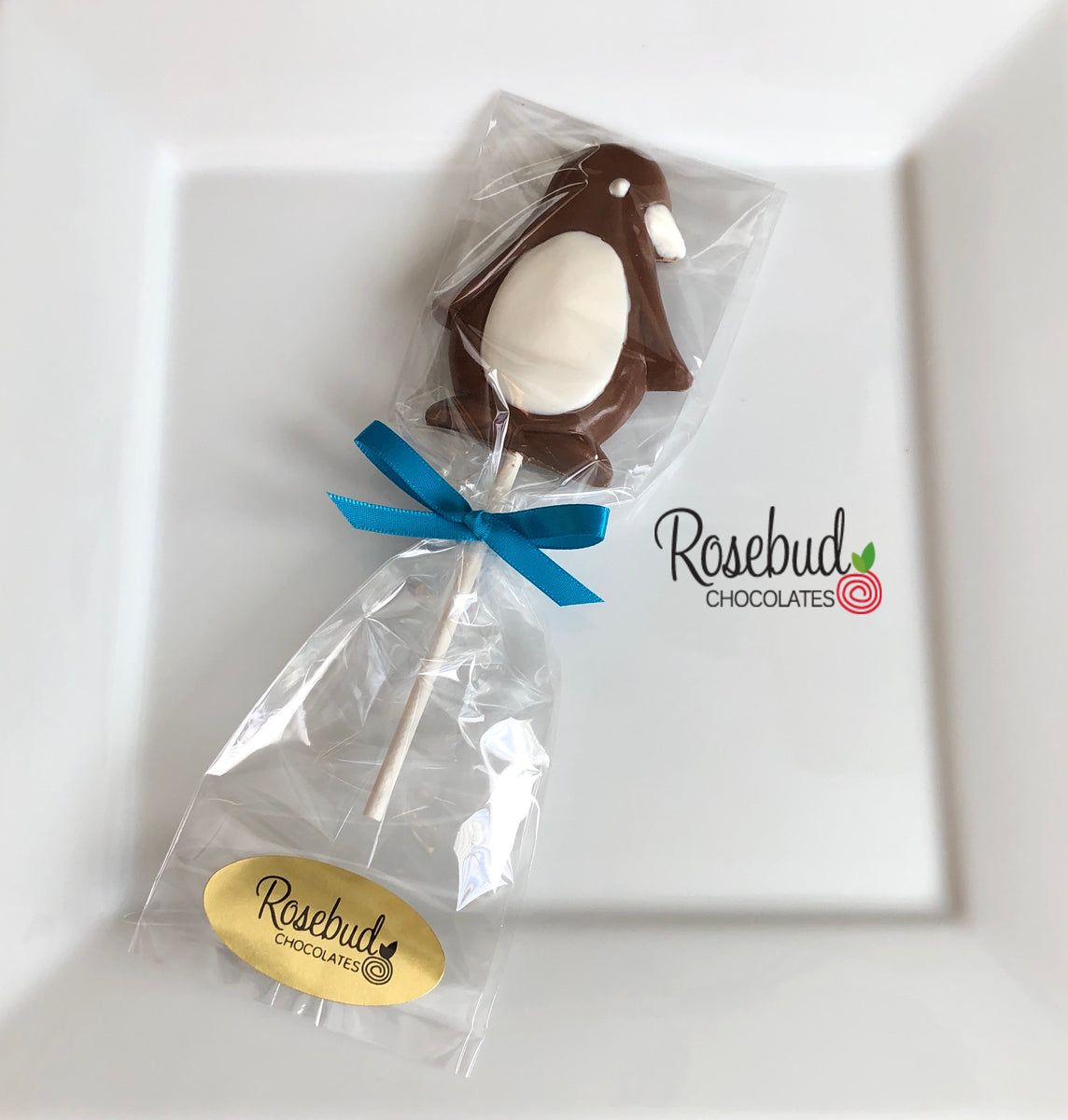 12 PENGUIN Large Chocolate Lollipops Candy Animal Party Favors ...