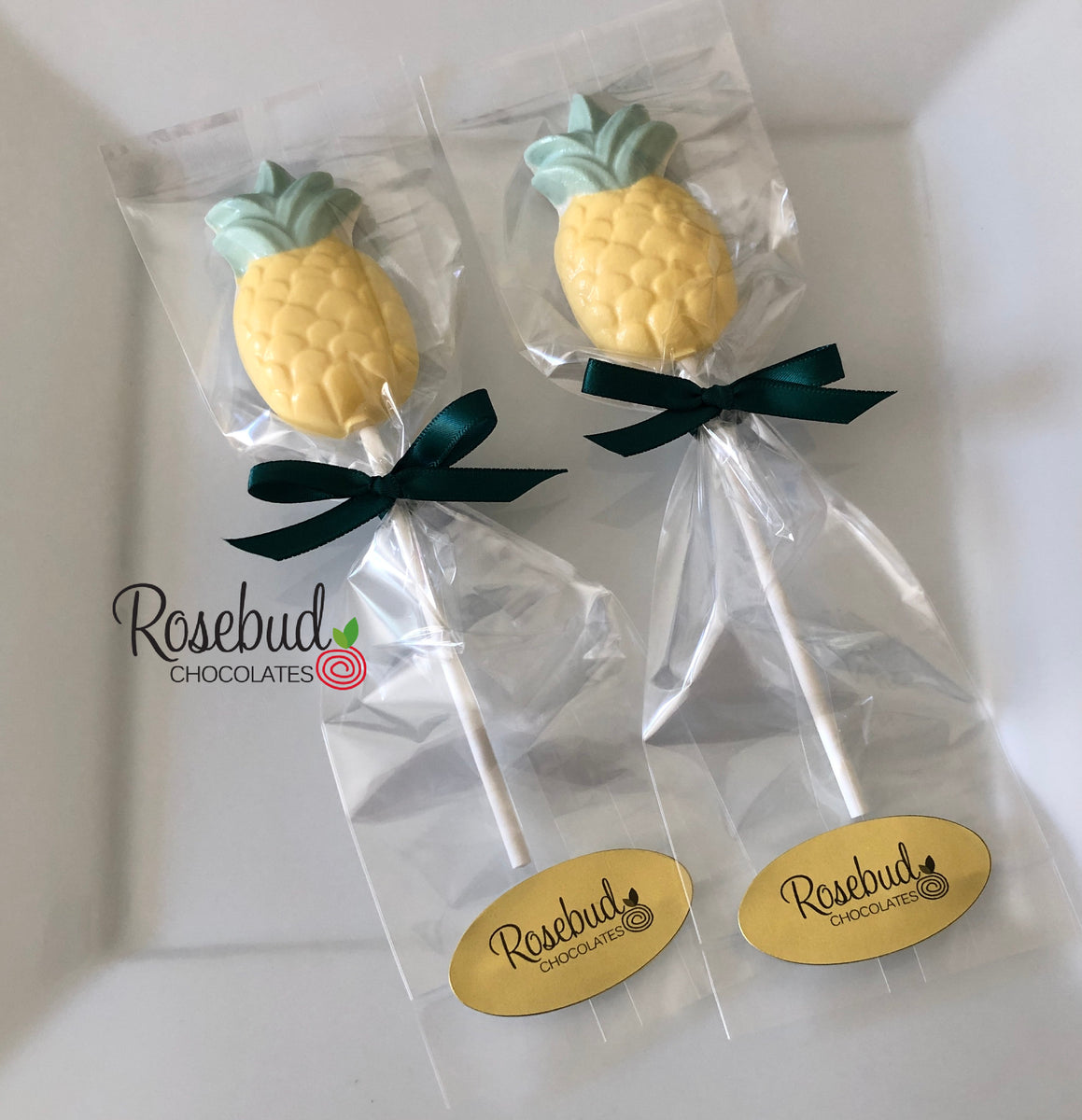 12 PINEAPPLE Chocolate Lollipop Candy Party Favors – Rosebud Chocolates