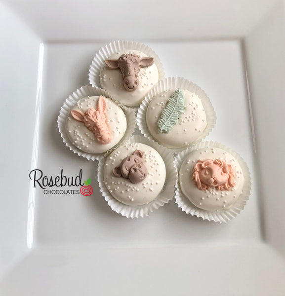 12 SAFARI JUNGLE ANIMAL Assorted Chocolate Covered Oreo Cookie Candy P ...