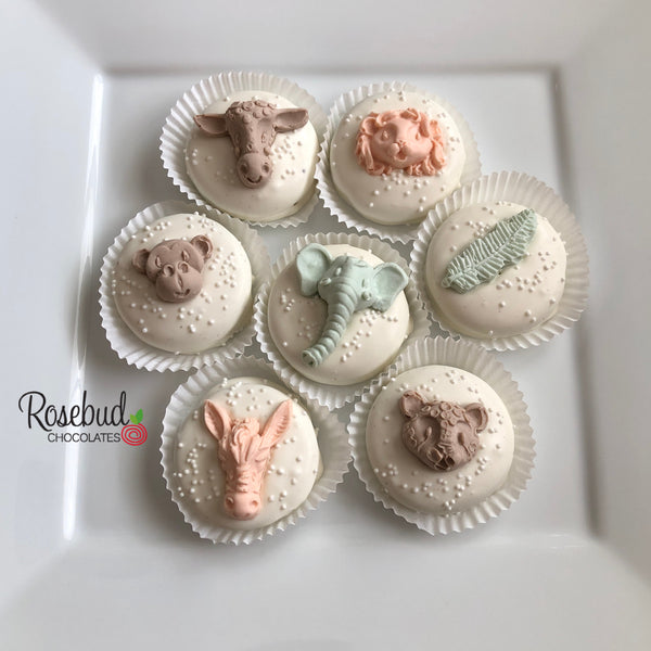 12 SAFARI JUNGLE ANIMAL Assorted Chocolate Covered Oreo Cookie Candy P ...