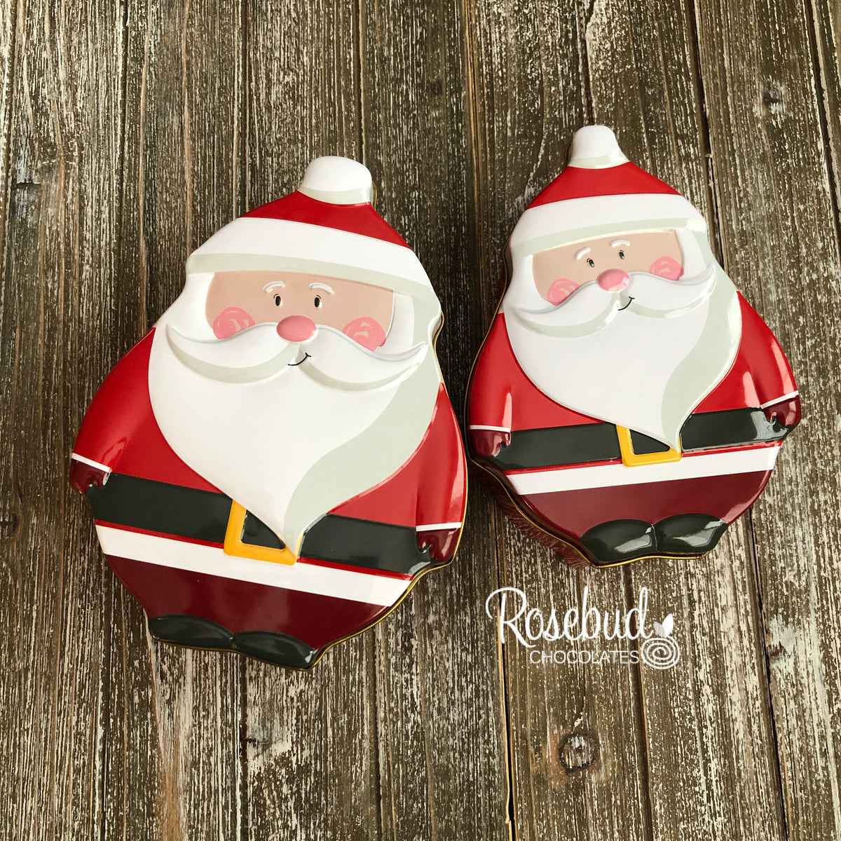 2 SANTA CLAUS TINS with 10 Individually Sealed Chocolate Covered Oreo ...