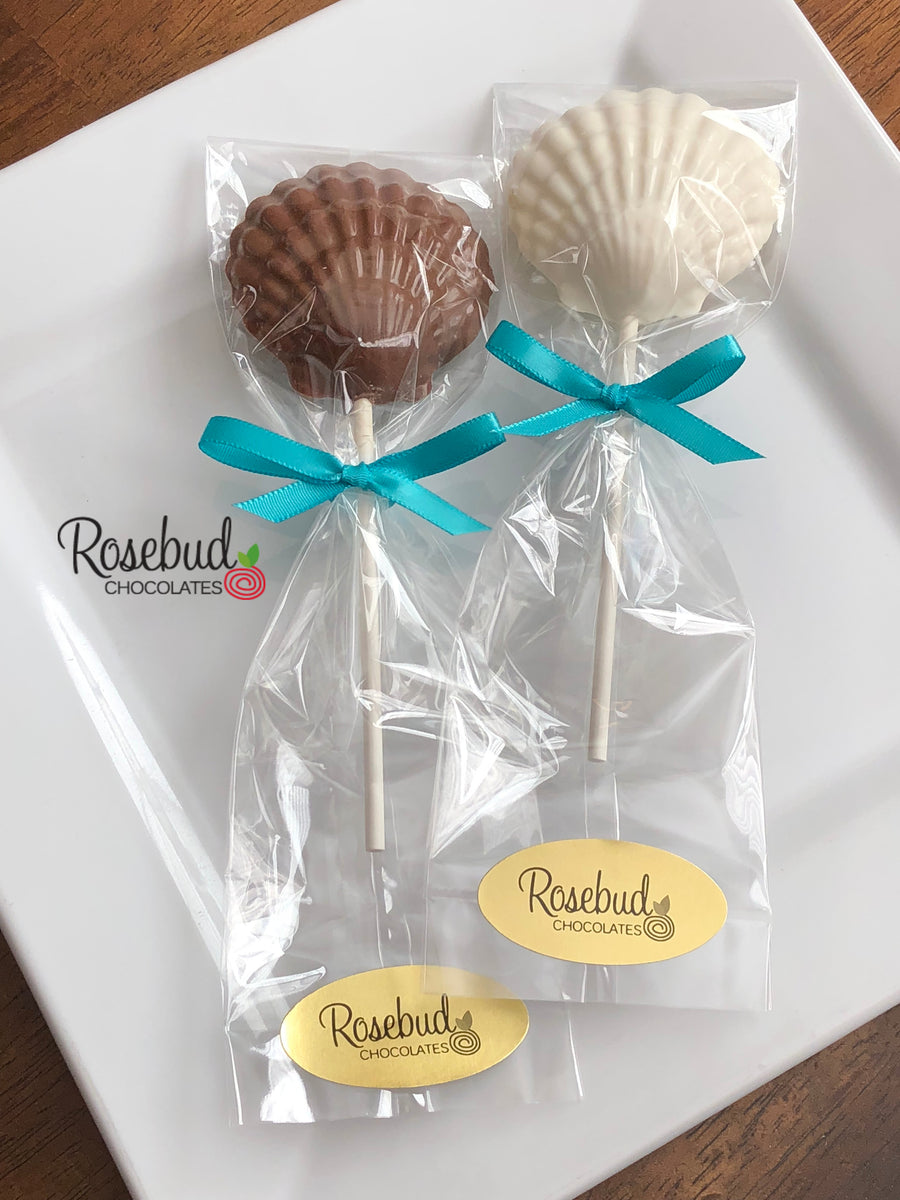 12 SEASHELL Chocolate Lollipops Candy Party Favors Nautical Beach Them ...