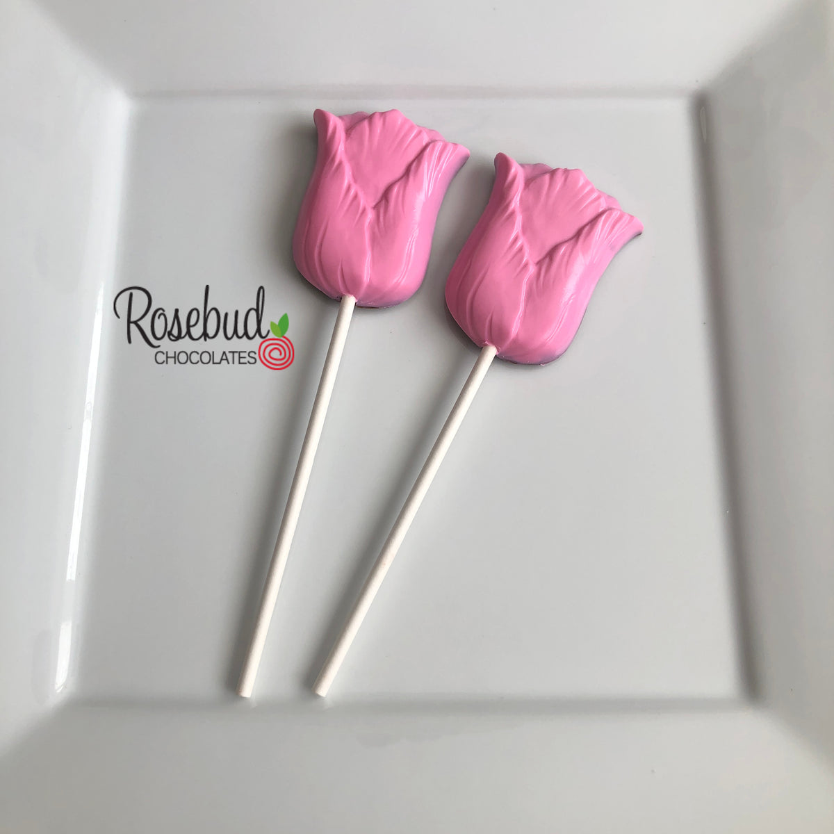 12 TULIP Chocolate Lollipop Candy Flowers Party Favors – Rosebud Chocolates