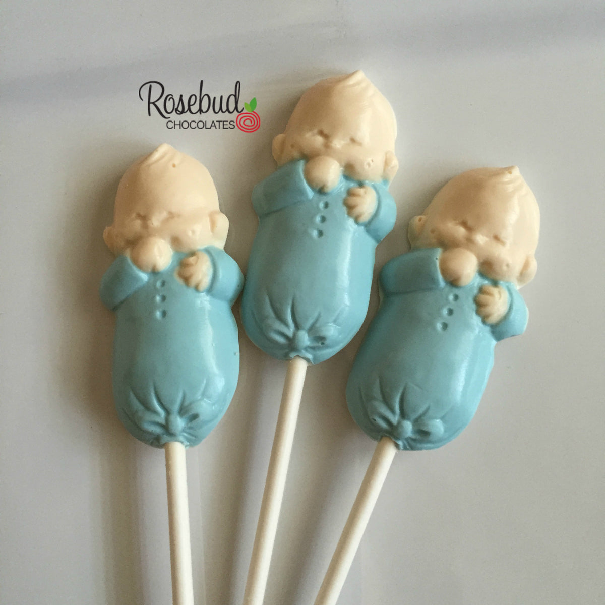 12 BABY INFANT Chocolate Lollipops Candy Boy Girl Baby Shower Party Fa ...
