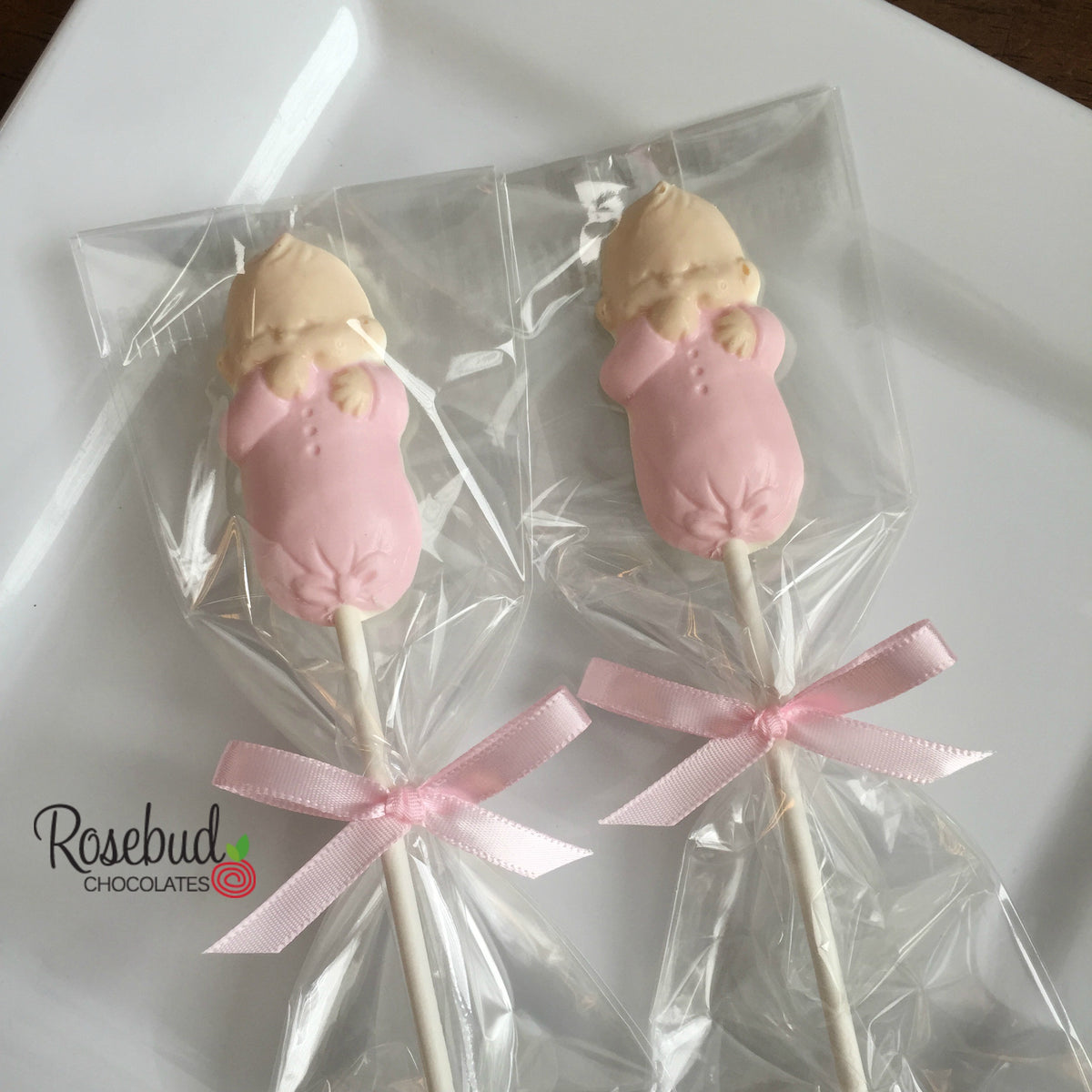 12 BABY INFANT Chocolate Lollipops Candy Boy Girl Baby Shower Party Fa ...