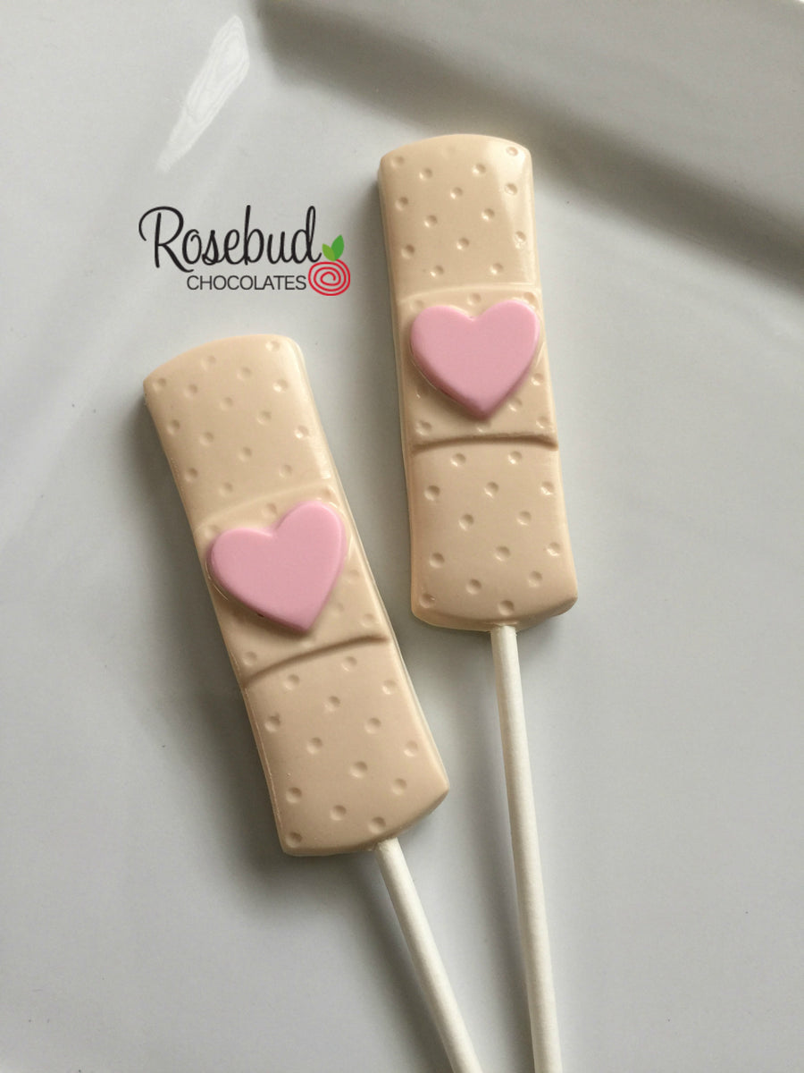 12 BAND-AID Chocolate Lollipop Candy Party Favors Heart – Rosebud ...