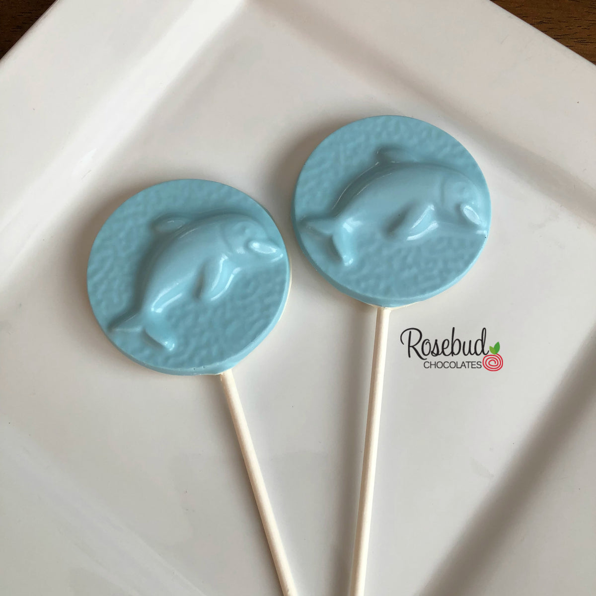 12 DOLPHIN Chocolate Lollipop Candy Party Favors – Rosebud Chocolates