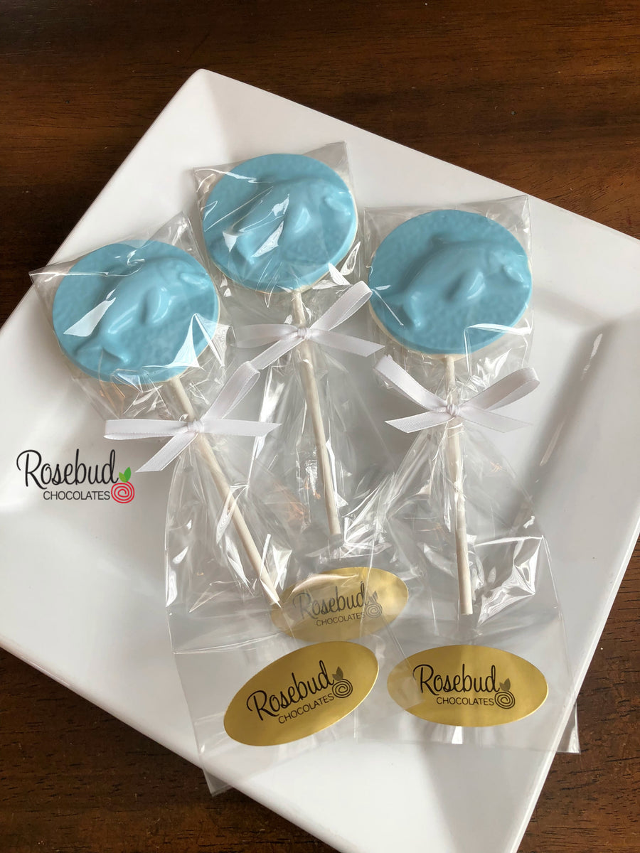 12 DOLPHIN Chocolate Lollipop Candy Party Favors – Rosebud Chocolates