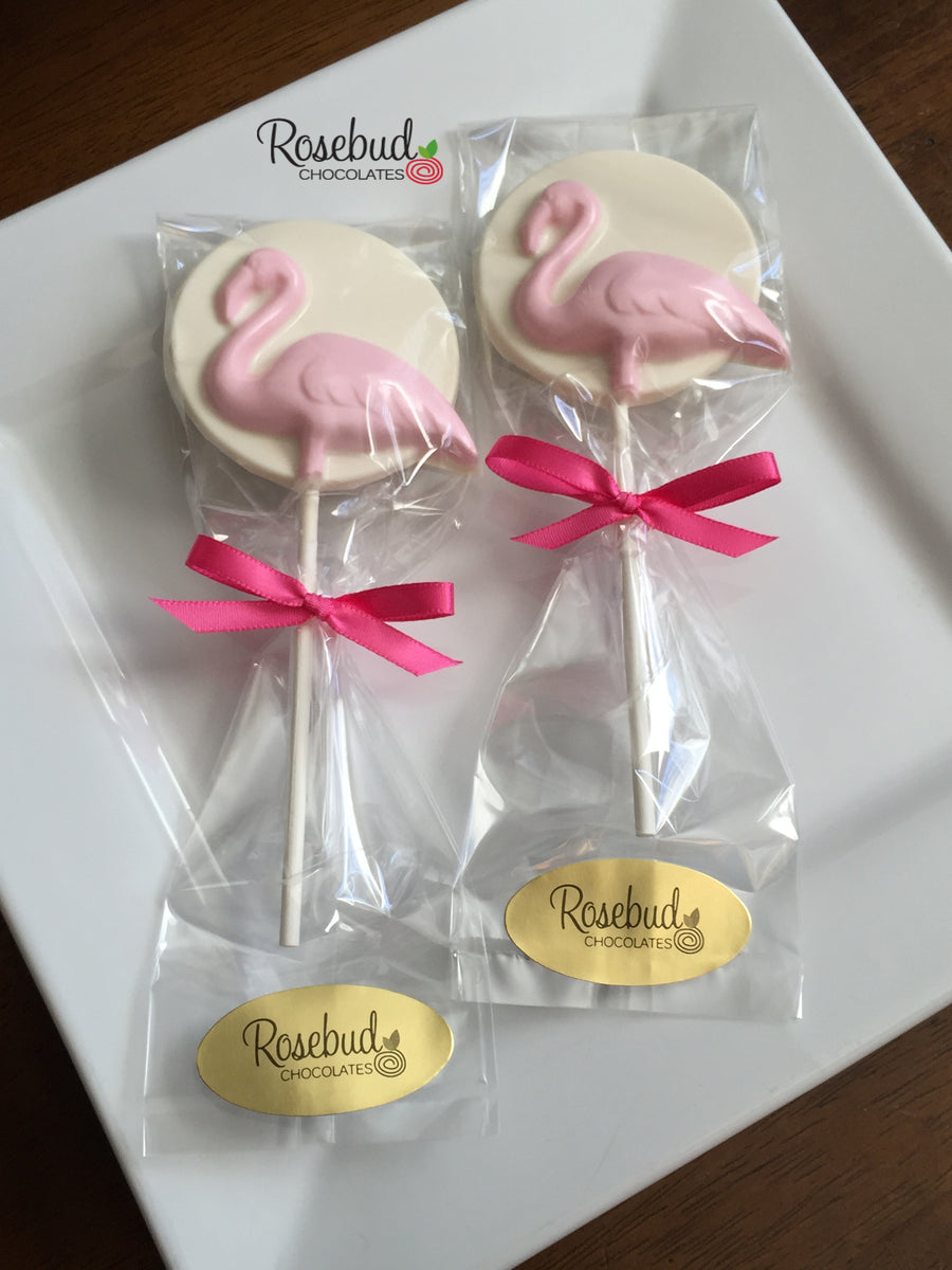 12 FLAMINGO Chocolate Lollipops Candy Animal Party Favors – Rosebud ...