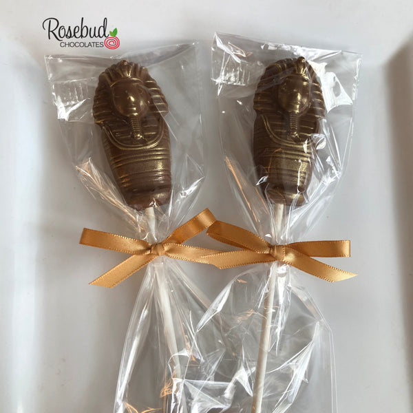 12 PHARAOH Chocolate Gold Dusted Lollipop Candy Party Favors Egyptian ...