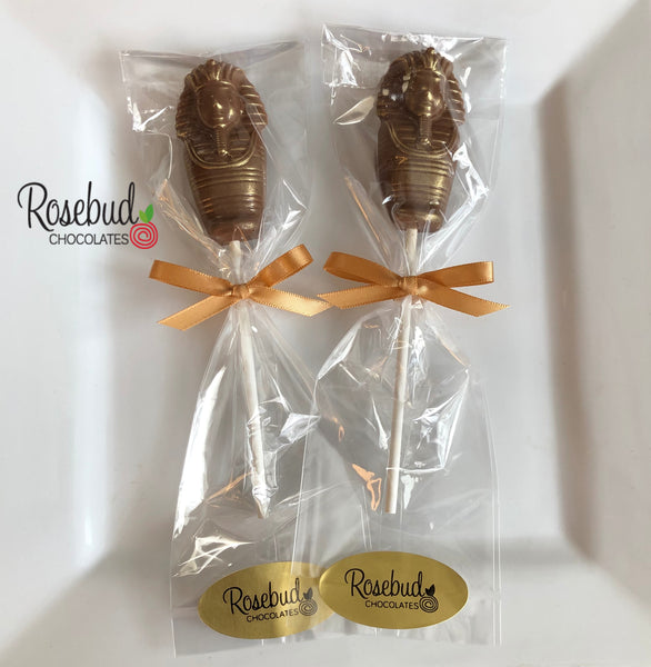12 PHARAOH Chocolate Gold Dusted Lollipop Candy Party Favors Egyptian ...