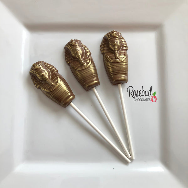 12 PHARAOH Chocolate Gold Dusted Lollipop Candy Party Favors Egyptian ...