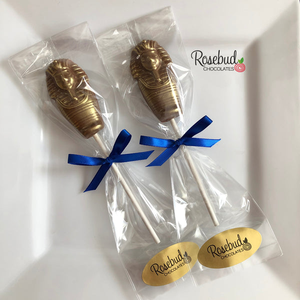 12 PHARAOH Chocolate Gold Dusted Lollipop Candy Party Favors Egyptian ...